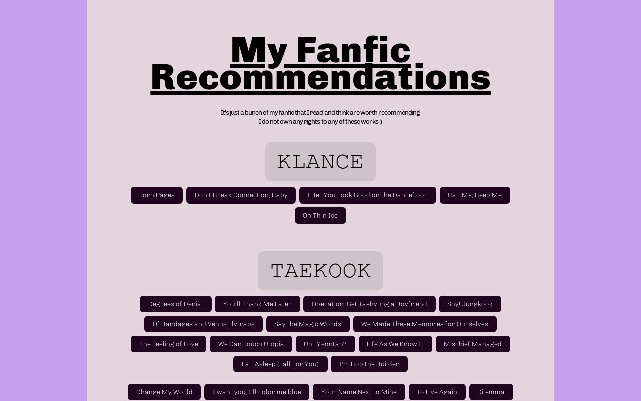 My Fanfic Recommendations